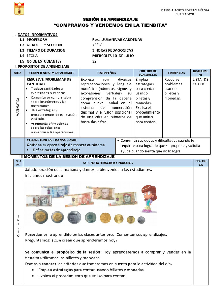 MATEMATICA - Compramos y Vendemos en La Tiendita | PDF | Aprendizaje ...