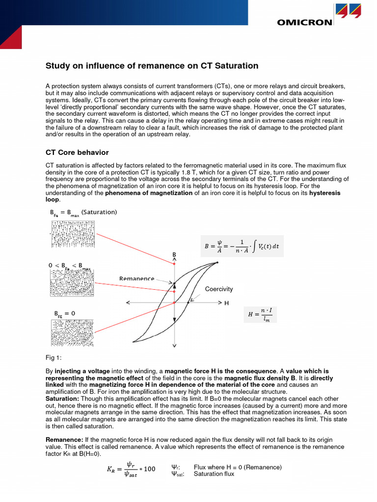 Study On Influence of Remanence On CT Saturation | PDF | Relay ...