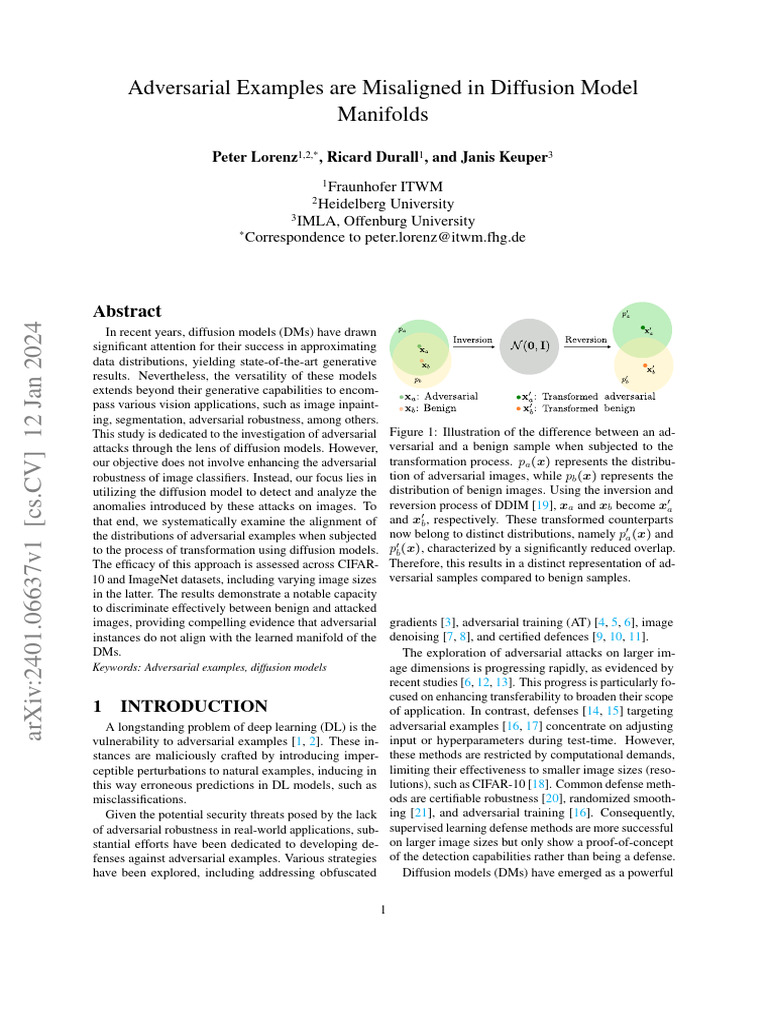 Adversarial Examples are Misaligned in Diffusion Model Manifolds | PDF | Applied Mathematics ...