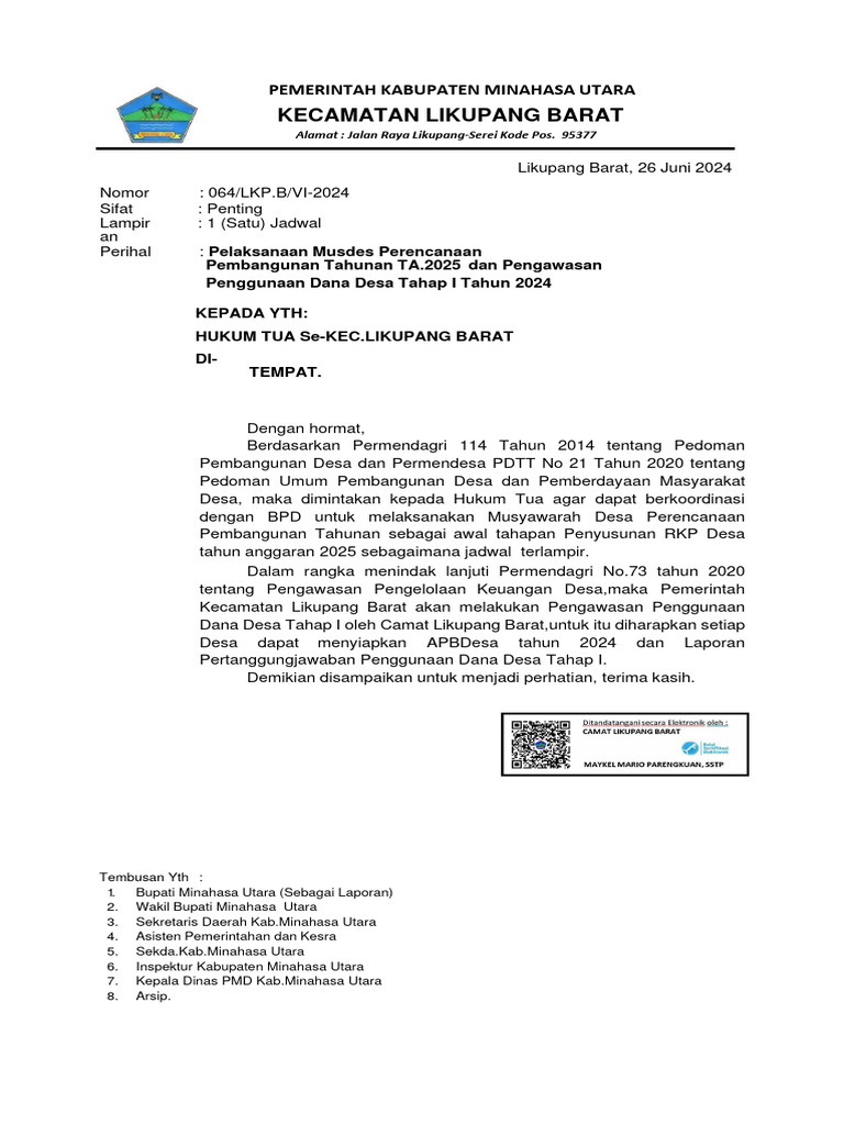 Undangan Musren RKPDES (EDIT) | PDF