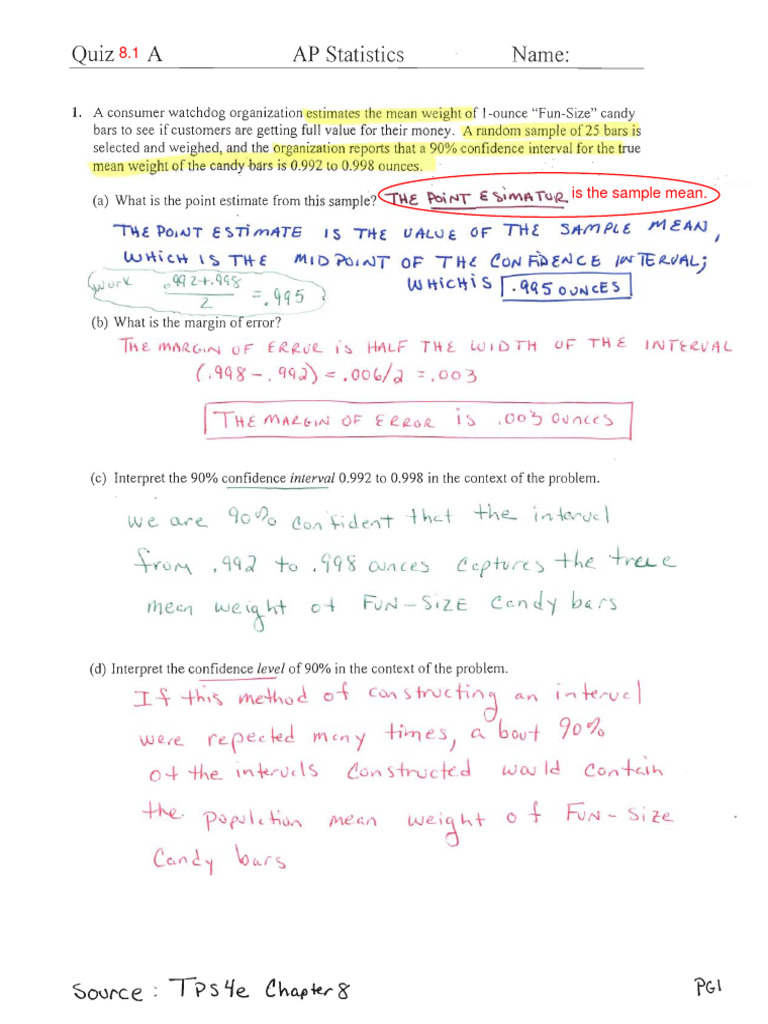 AP Stats 8.1 Practice Quiz | PDF | Sampling (Statistics) | Statistics
