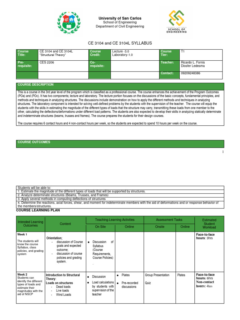 Structural Theory Syllabus | PDF | Beam (Structure) | Truss