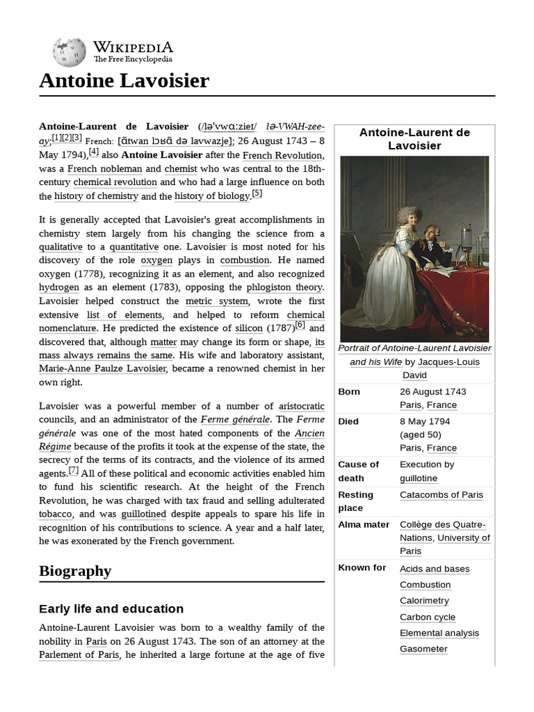 Antoine Lavoisier | PDF | Chemistry