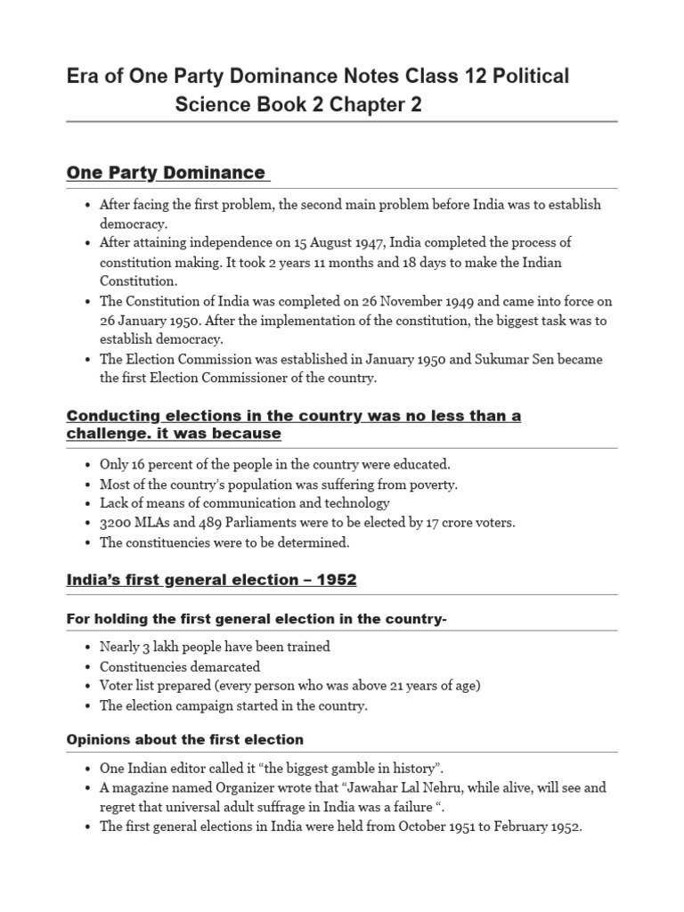 Class 12 Chapter 2 Political Science Book 2 Notes English Medium | PDF ...
