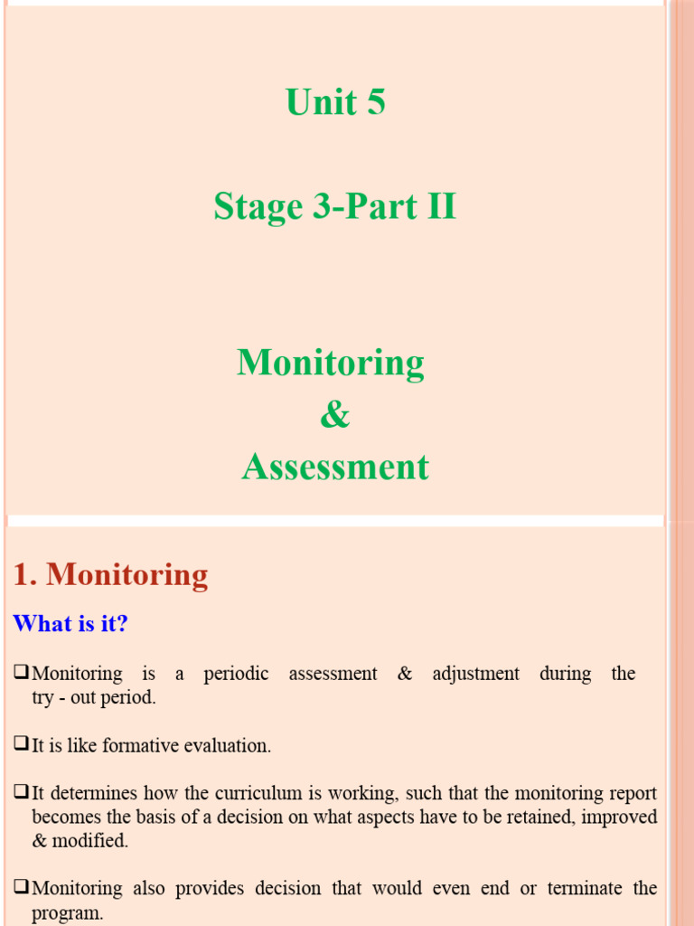Curriculm Development-STAGE 3 - Part II-Monitoring & Assessment | PDF ...