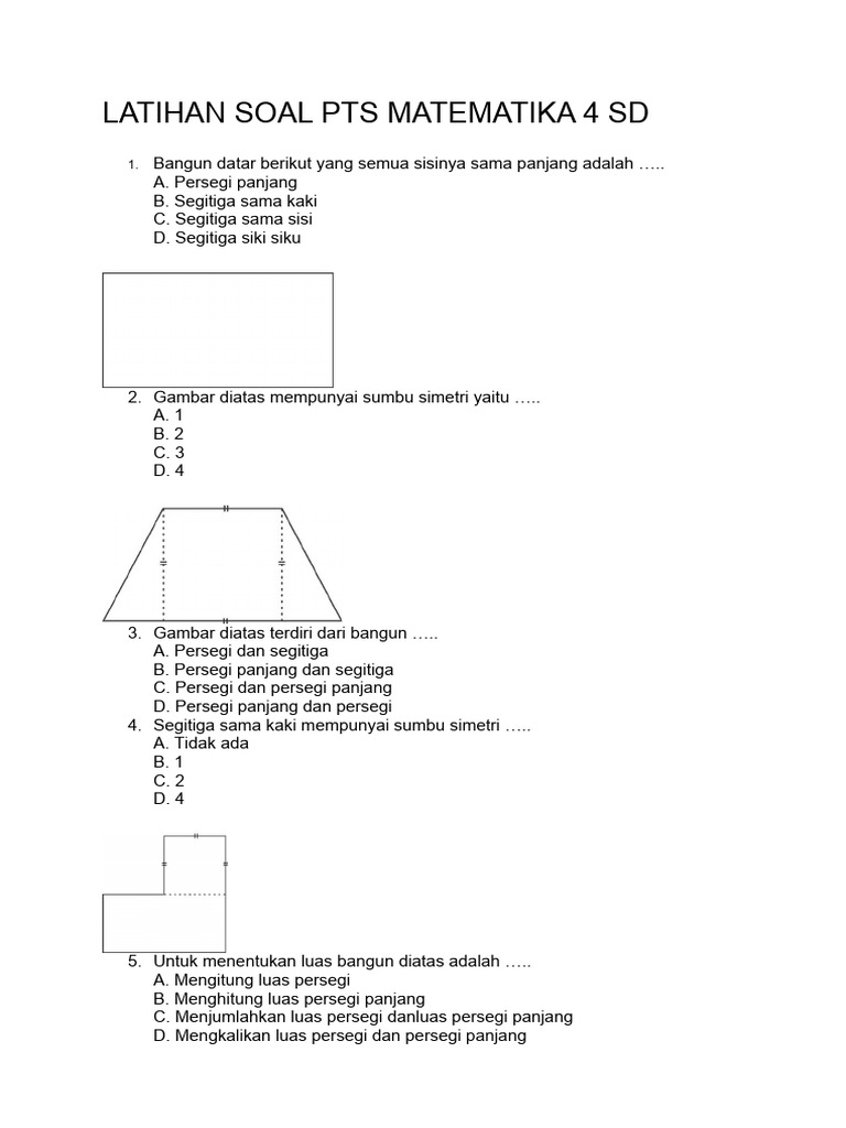 Latihan Soal Pts Matematika 4 SD | PDF | Metode & Bahan Ajar | Griya & Taman