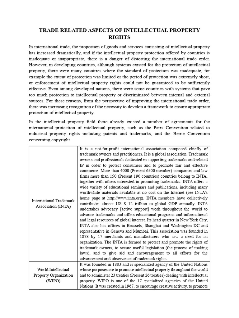 Trips | PDF | Trips Agreement | World Intellectual Property Organization