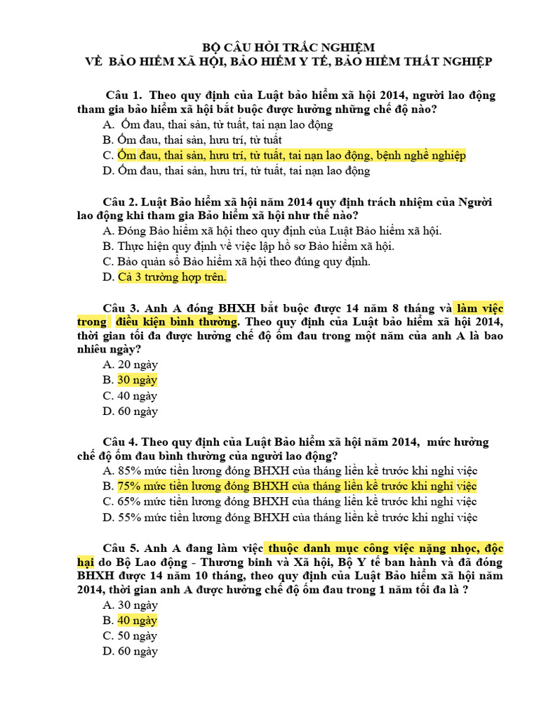 TN BHXH Bhyt BHTN | PDF