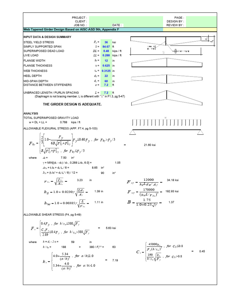Web Tapered Girder | PDF | Structural Engineering | Mechanical Engineering