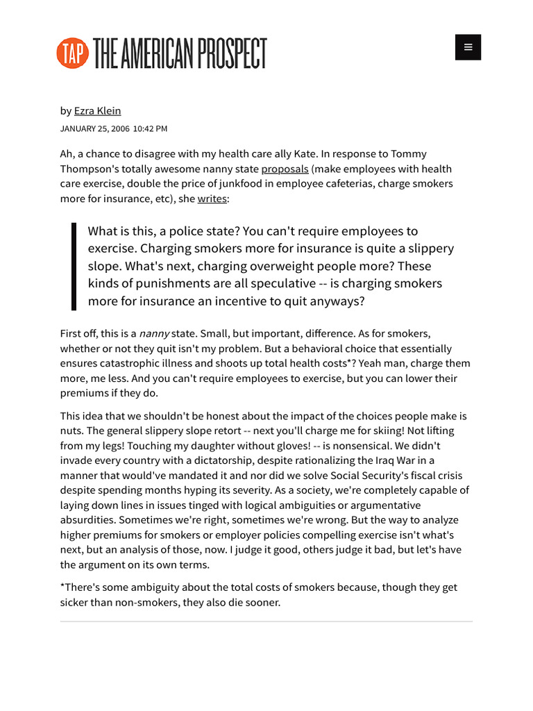 Three Cheers For The Nanny State! | Download Free PDF | Economies