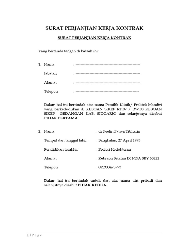 surat-perjanjian-kerja-kontrak-SIP-Praktek SikepX | PDF surat-perjanjian-kerja-kontrak-SIP-Praktek SikepX | PDF