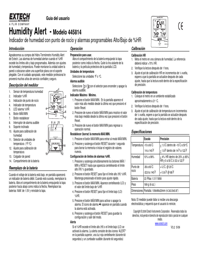 Guía del usuario Extech 445814 | PDF