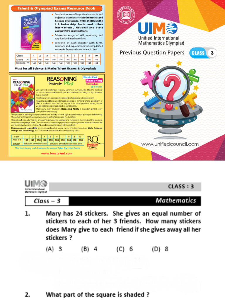 UIMO CLASS 3 Past 8yrs Papers Reduced Size U2xfgv | PDF