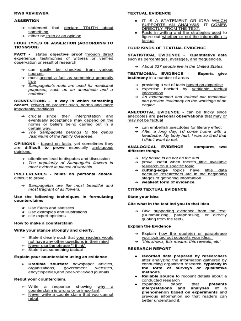 RWS REVIEWER | PDF | Résumé | Testimony