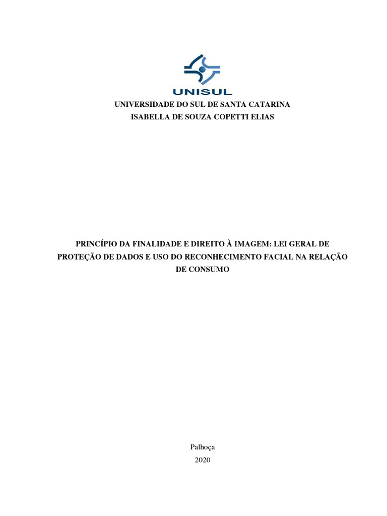 Universidade Do Sul de Santa Catarina Isabella de Souza Copetti Elias ...