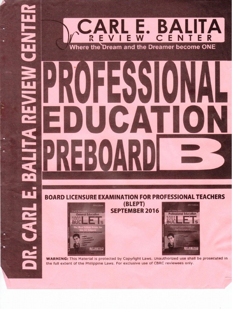 Prof Ed Preboard CBRC PDF | PDF