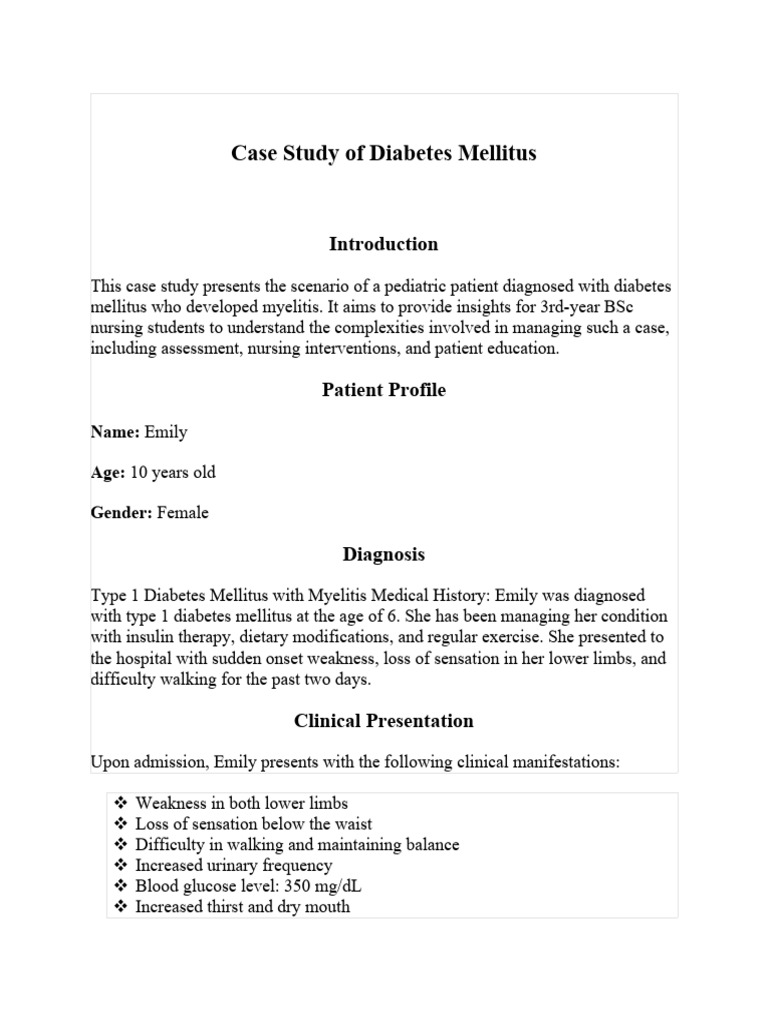 Case Study of Diabetes Mellitus | PDF | Diabetes | Diabetes Management