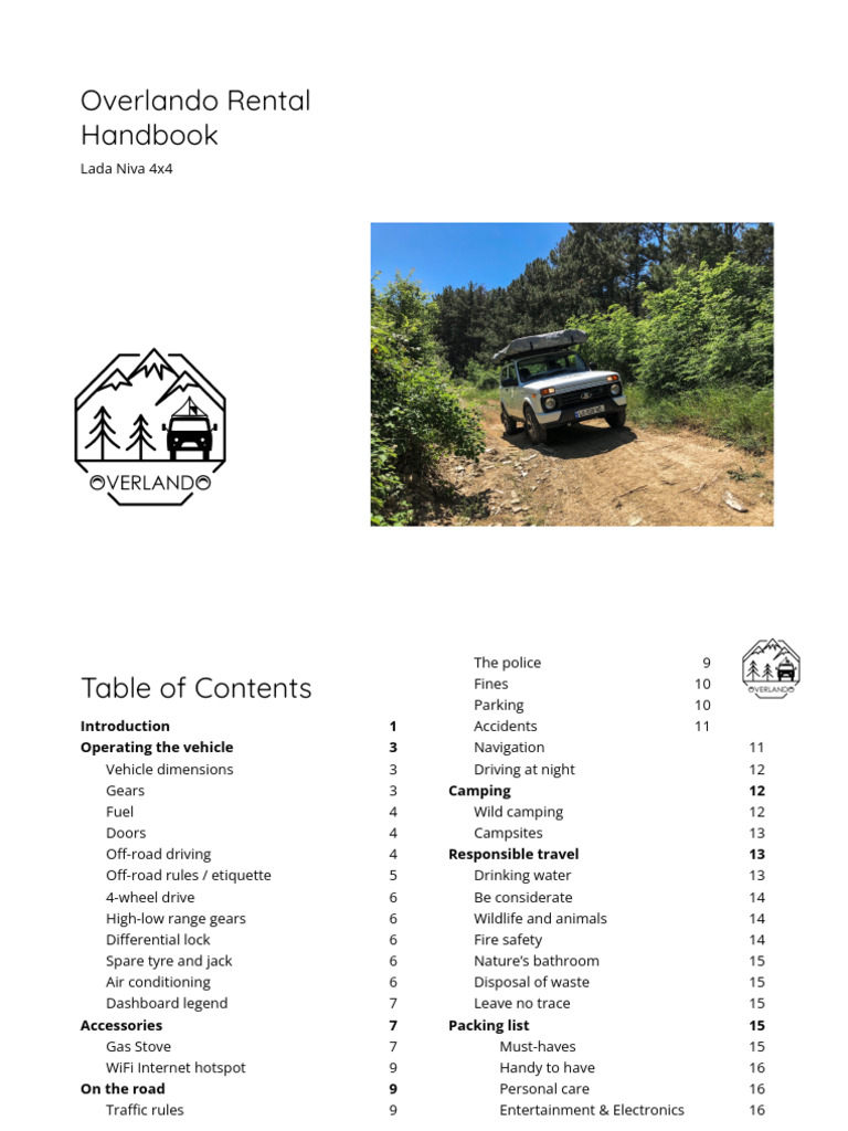Lada Niva Rental Handbook 1 | PDF | Vehicle Technology | Motor Vehicle