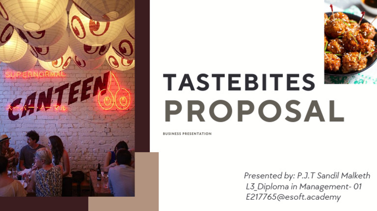 TasteBites Business Proposal Presentation | PDF | Business