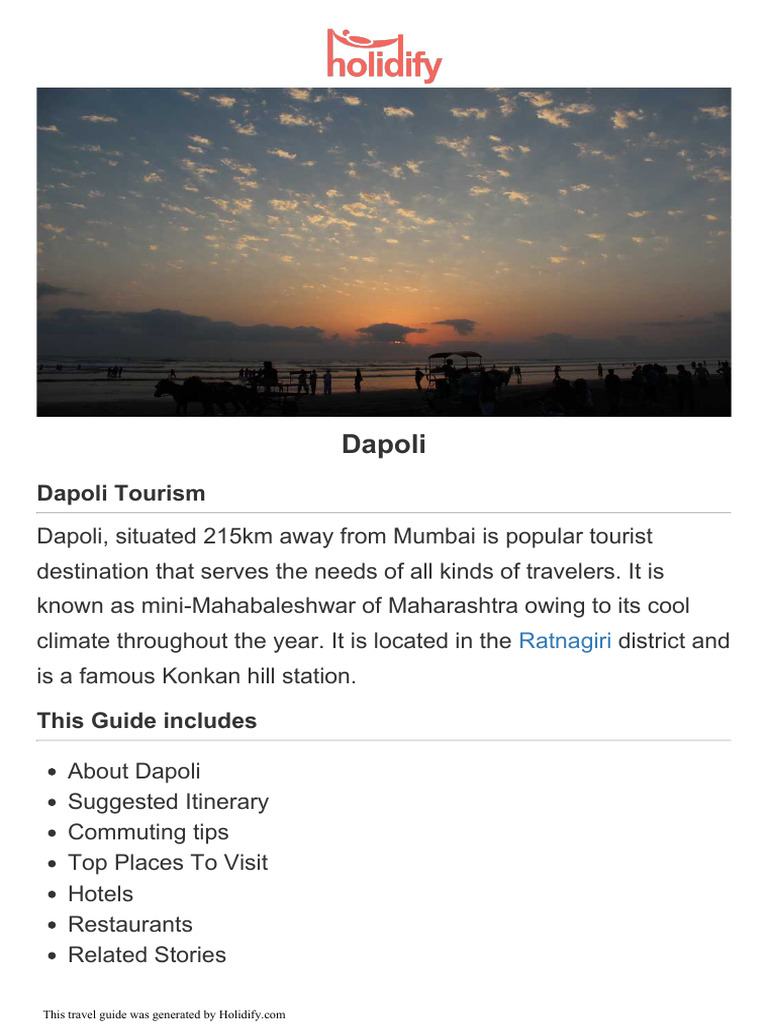 Dapoli Travel Guide and Itinerary | PDF