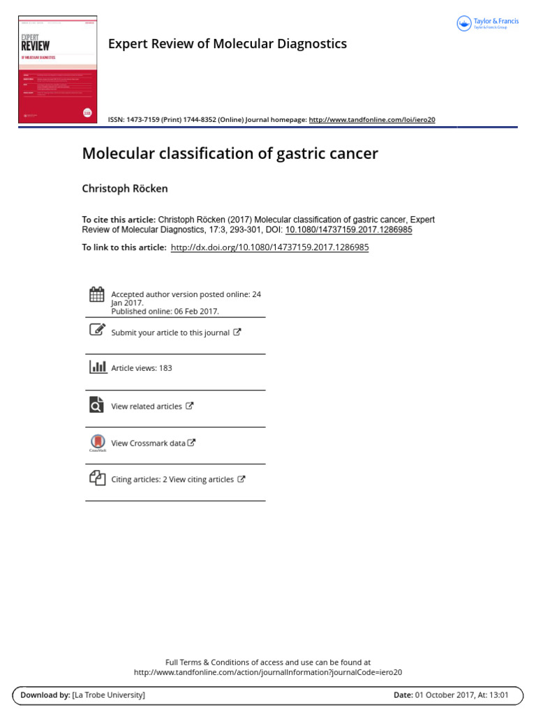 Molecular Classification of Gastric Cancer | PDF | Cancer | Metastasis