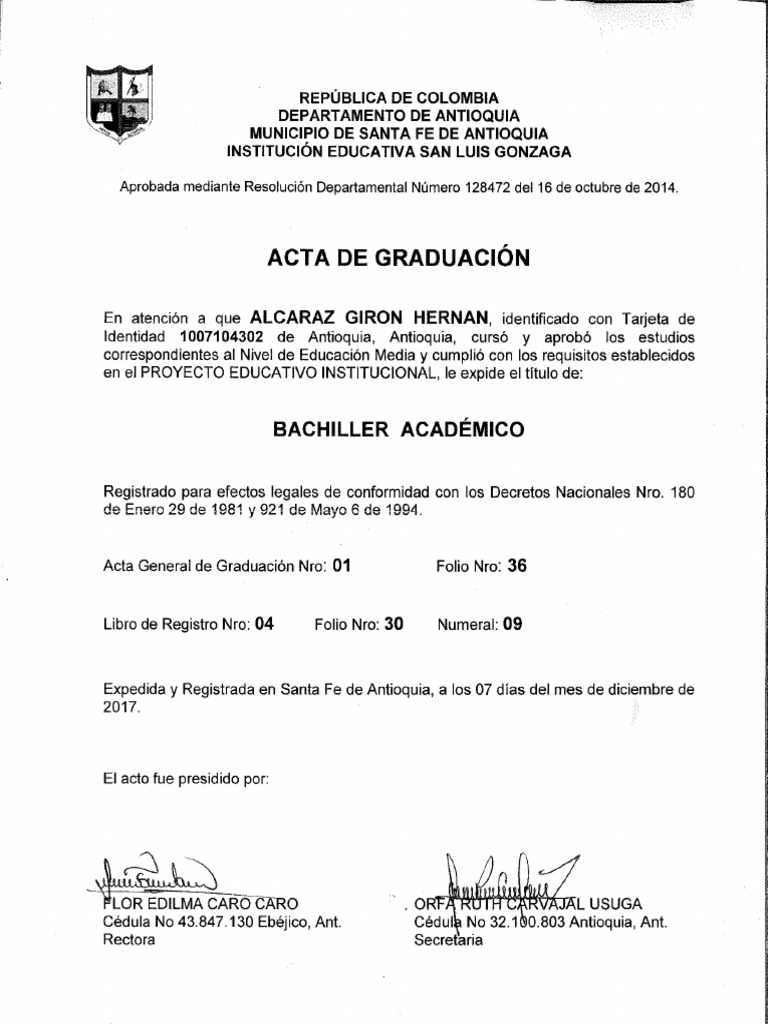 Acta de Graduación | PDF