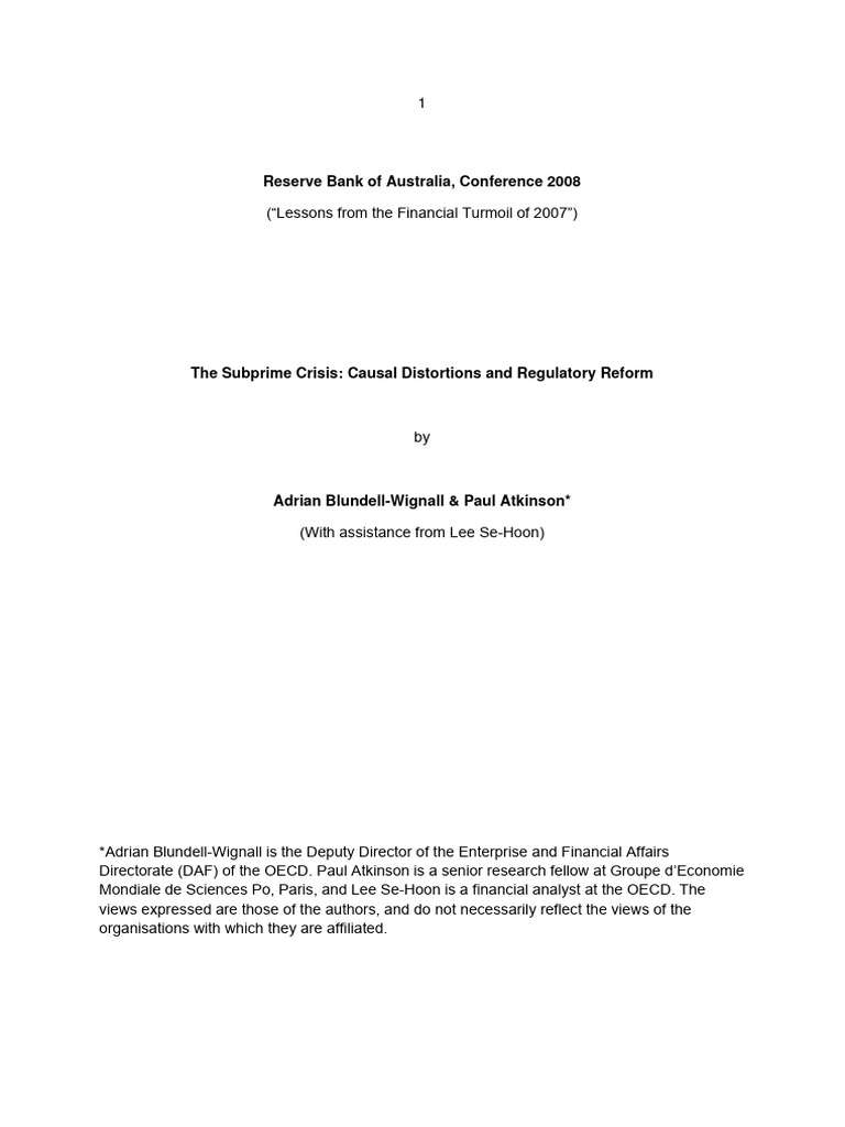 Wignall OECD | PDF | Securitization | Collateralized Debt Obligation