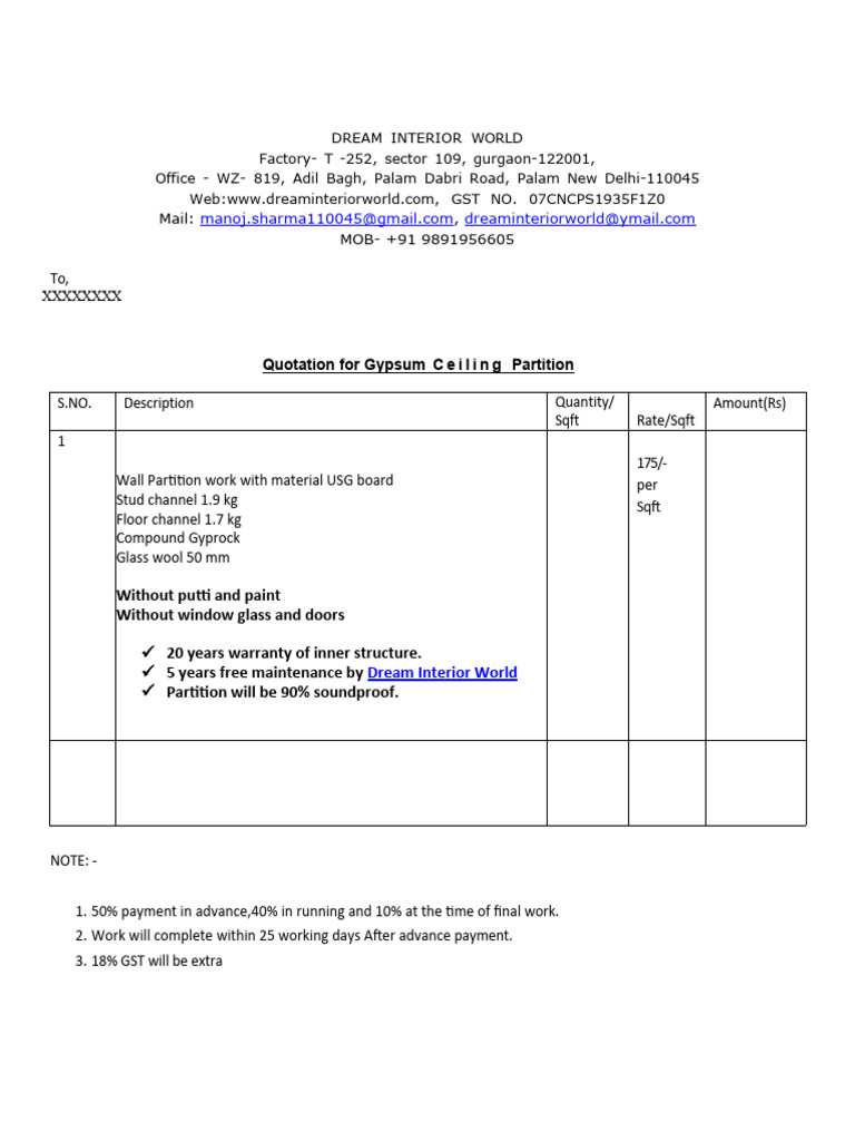 Gypsum Partition | PDF