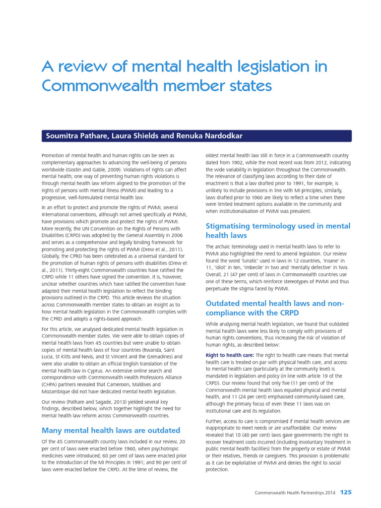 3 Mental Health Legislation Pathare | PDF | Mental Health | Legal Guardian