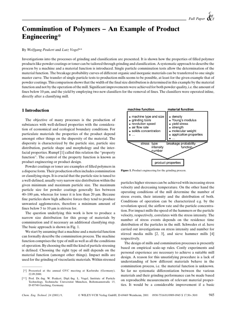 Peukert 2001 | PDF | Mill (Grinding) | Particle Size Distribution