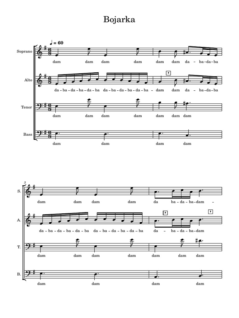 Bojarka SATB | PDF | Choral Music | Choral Compositions