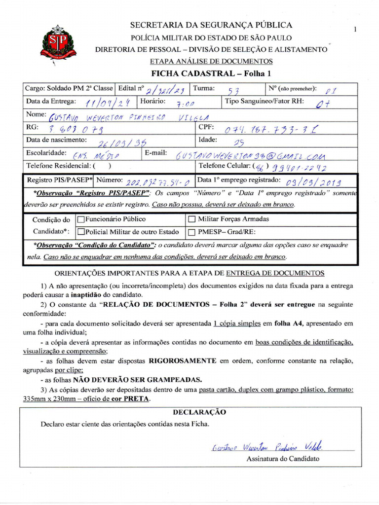 Ficha Cadastral | PDF