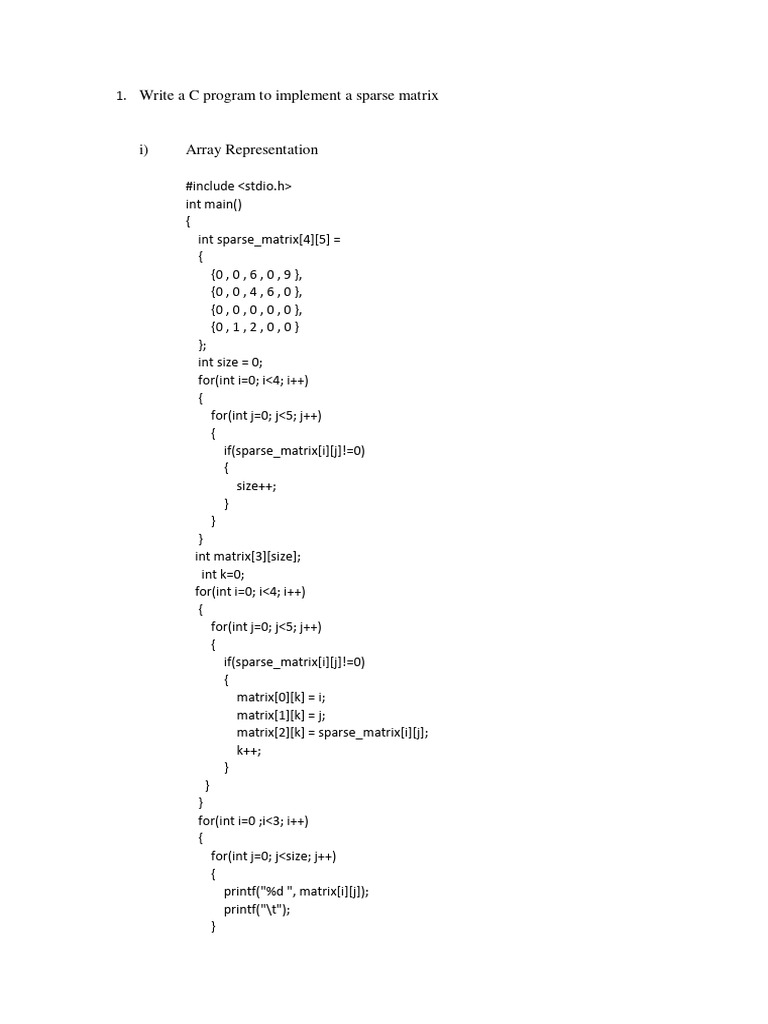 SparseMatrix_in_C | Download Free PDF | Computer Programming | Object ...