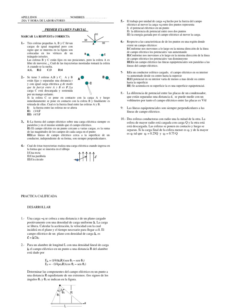 Primer Parcial Fiii Electric A | PDF | Campo eléctrico | Física