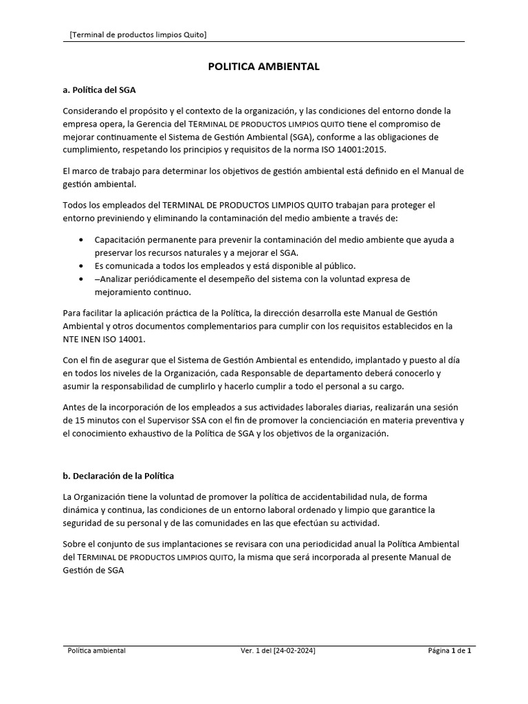 Política Ambiental | PDF | Business