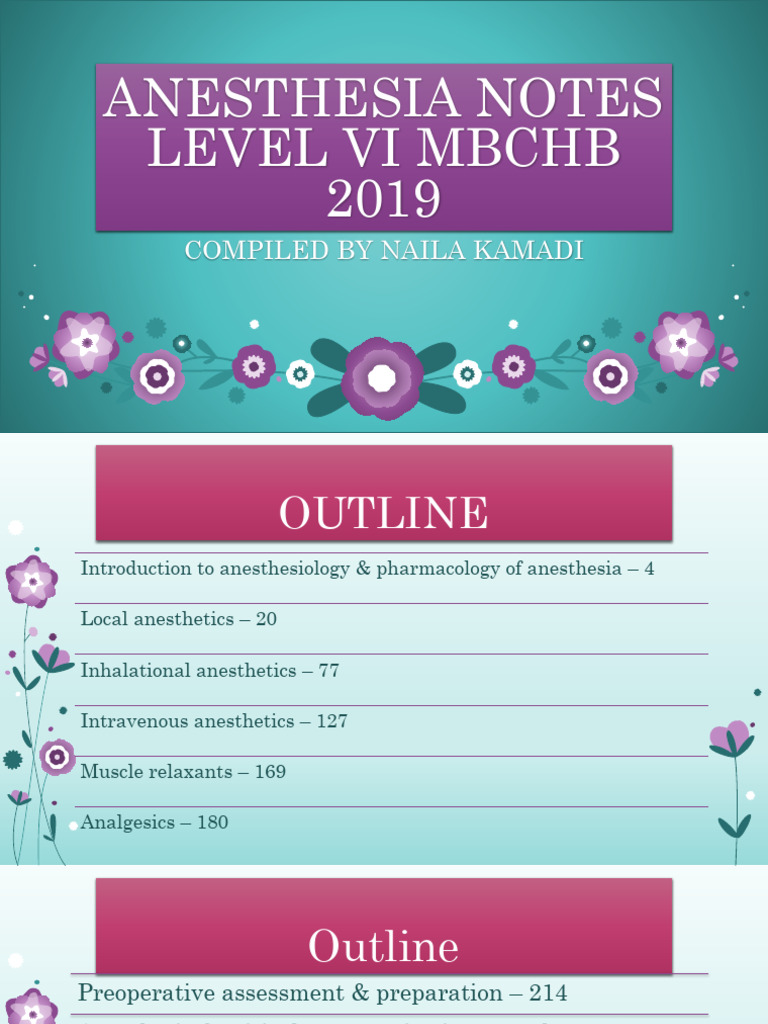 Compiled anesthesia Level VI Notes | Download Free PDF | Anesthesia ...