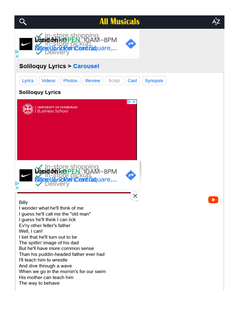 Soliloquy Lyrics Carousel Musical | PDF