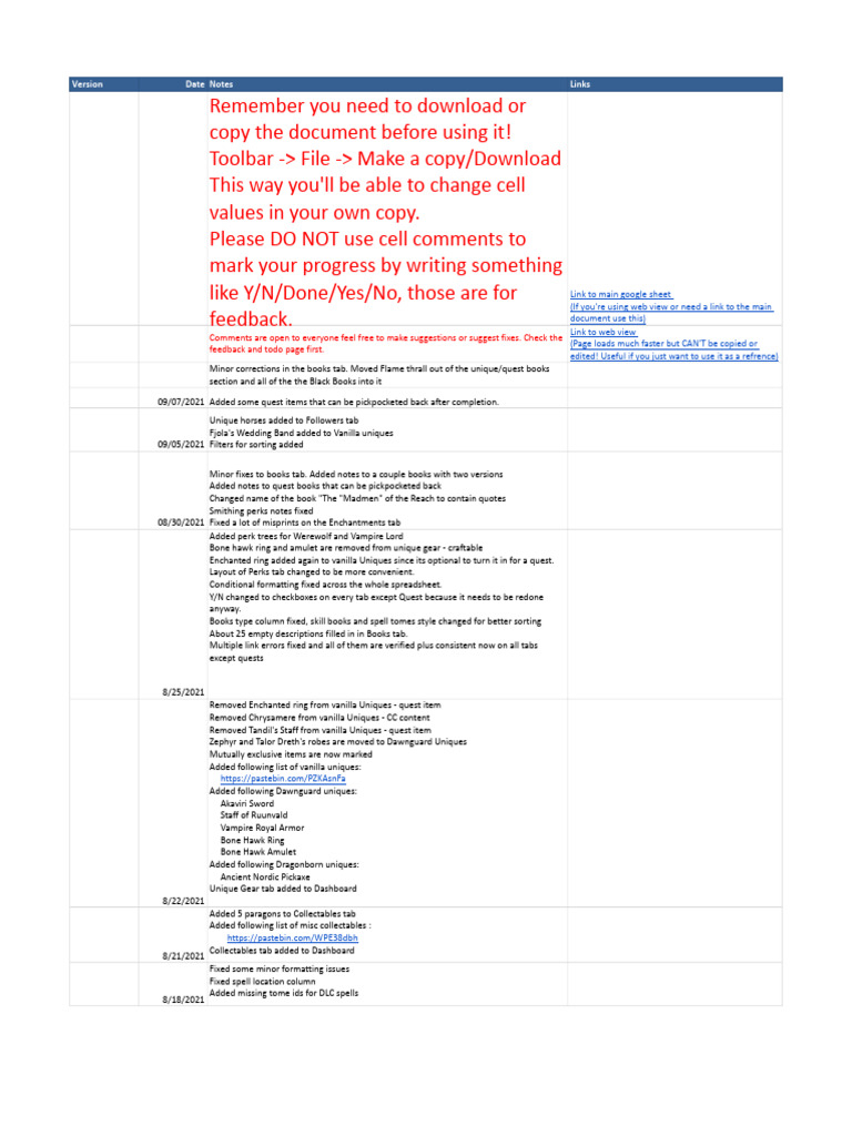 Skyrim 100% Completion Checklist (v0.5) | PDF