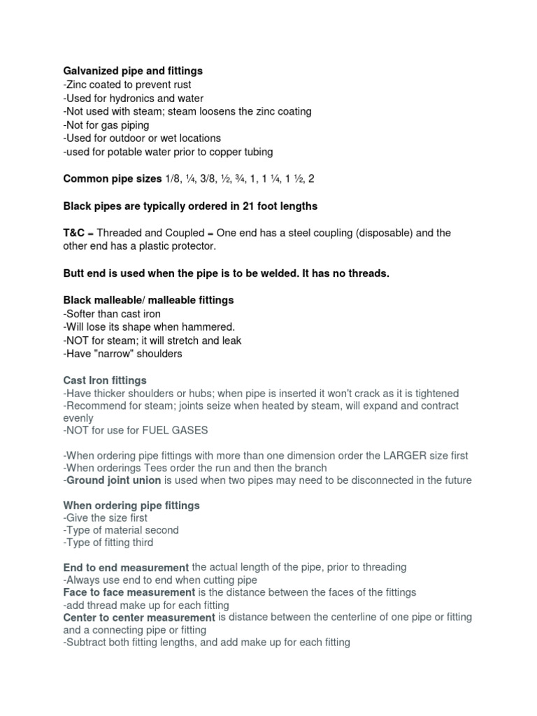Plumbing Technology - Pipe Notes PDF | PDF | Pipe (Fluid Conveyance ...