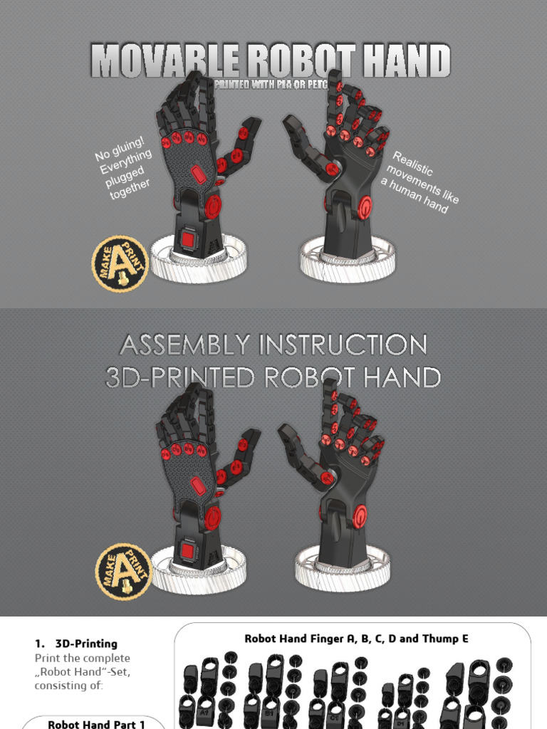 3d Robot Hand Assembly Guide Pdf Limbs Anatomy Hand