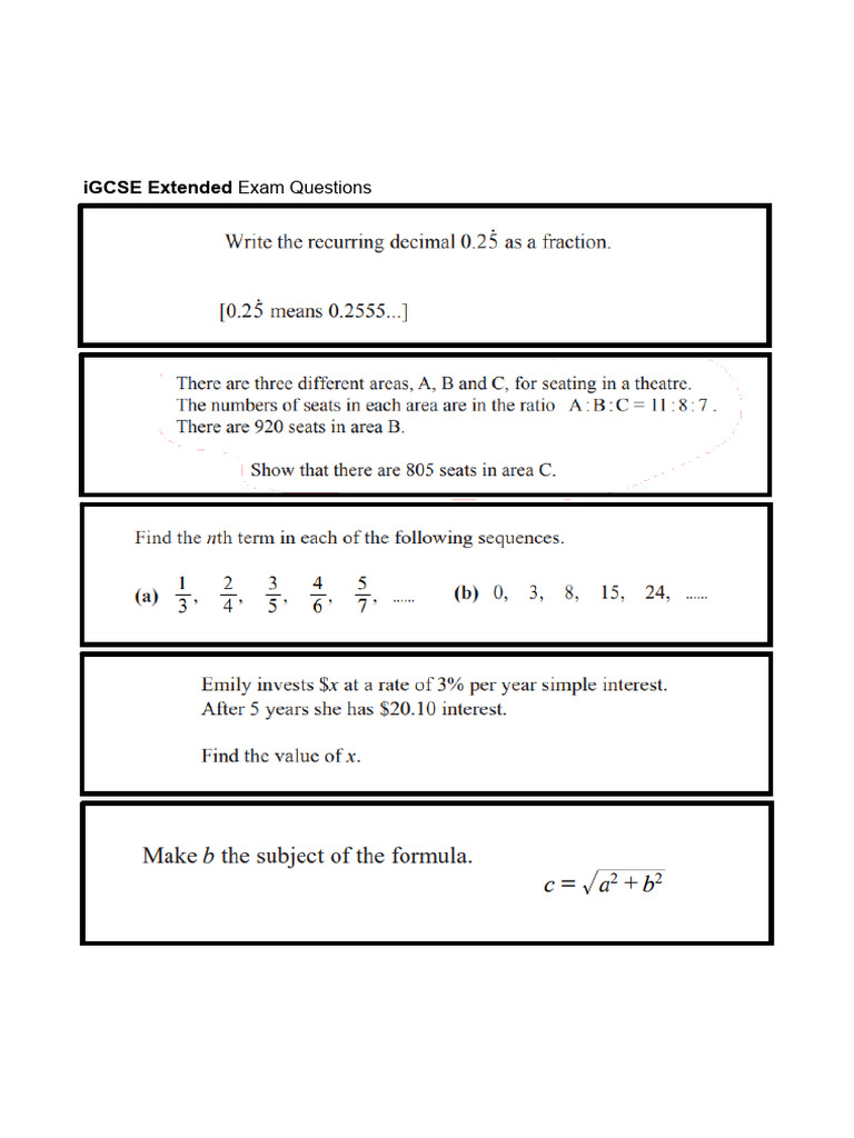 10 iGCSE Exam Questions and Mark Scheme (Set 4) PDF | PDF