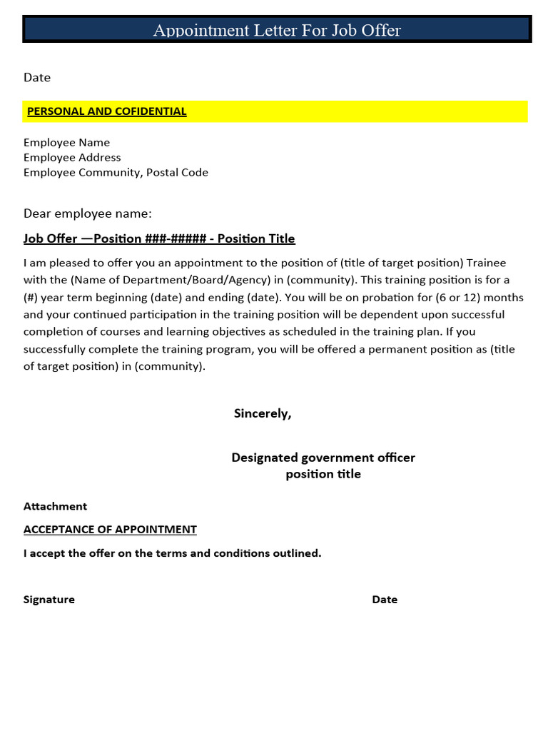 Government Job Appointment Letter | PDF