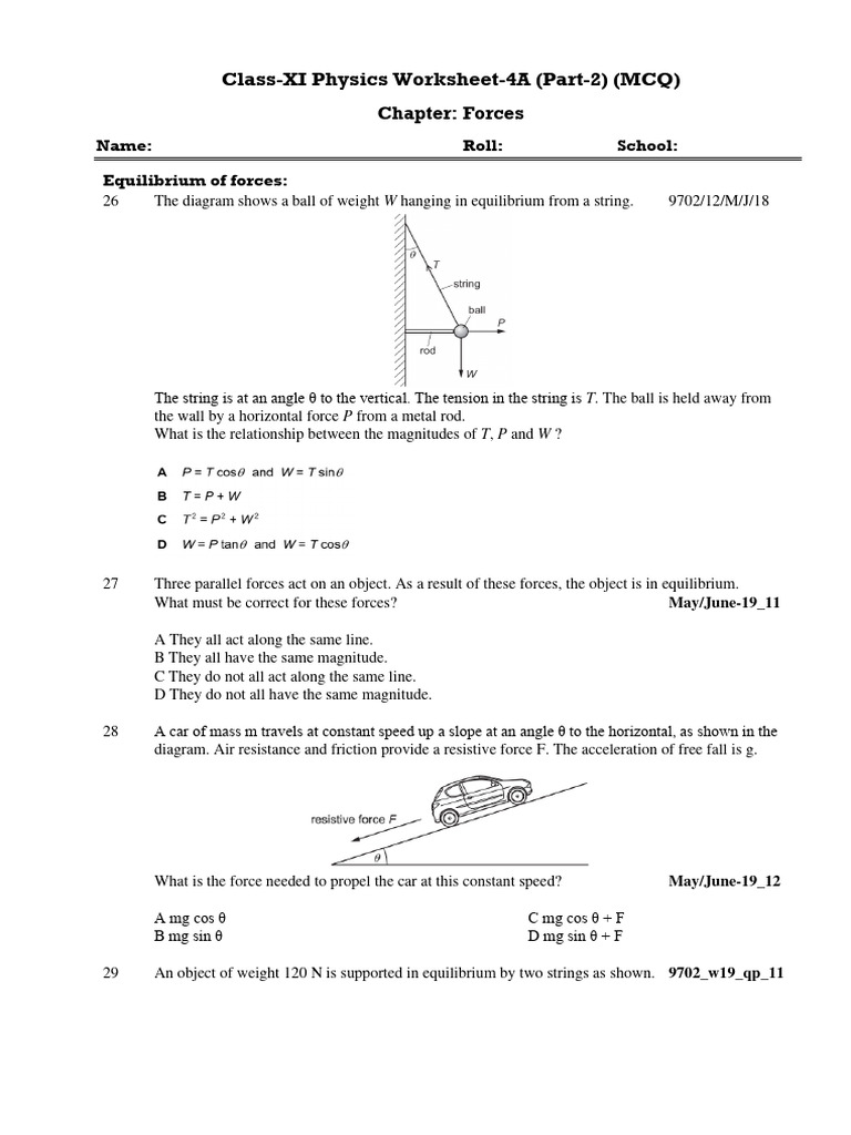 Worksheet 4A (Part-2) - QP MS Force | PDF | Pressure | Buoyancy