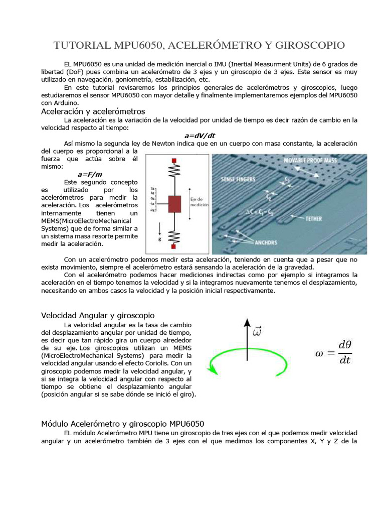 Tutorial Mpu6050 | PDF | Acelerómetro | Mecánica