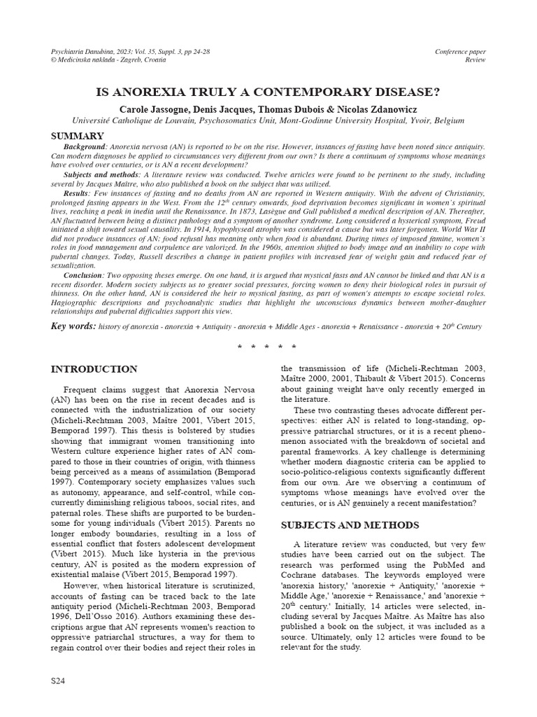 History of Anorexia Nervosa Insights | PDF | Science & Mathematics