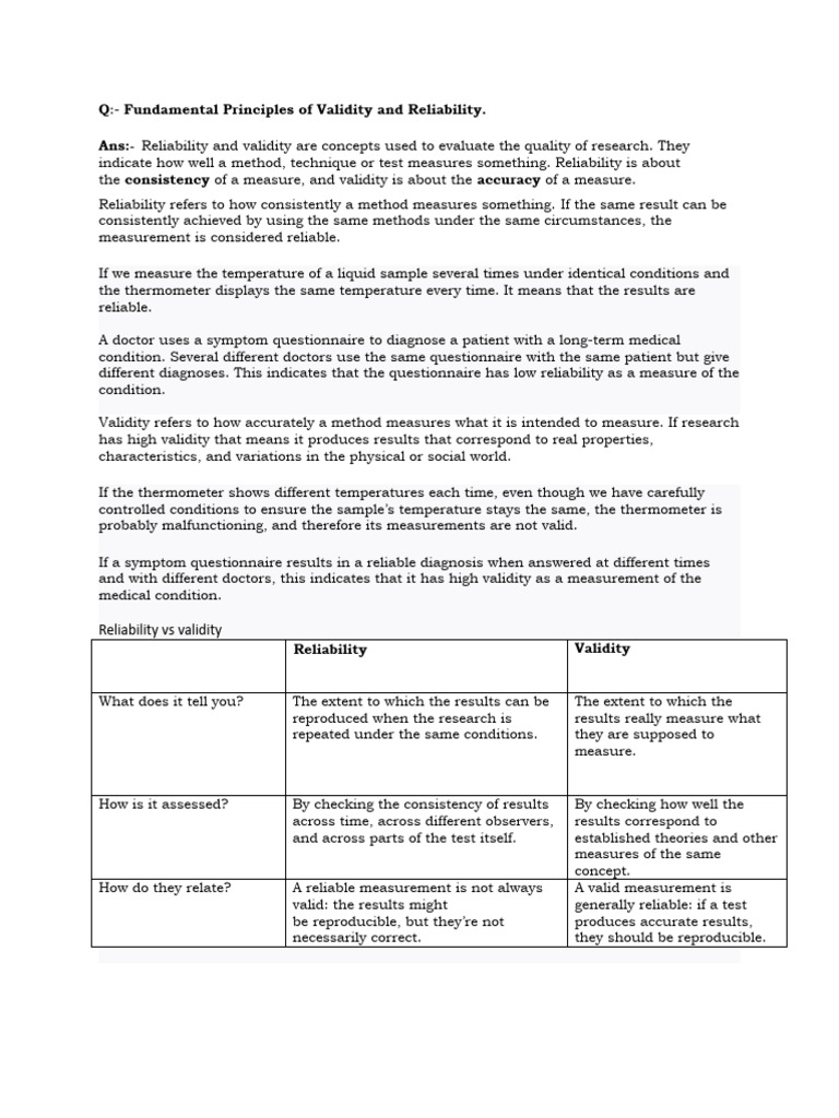 Fundamental Principles of Validity and Reliability | PDF | Validity ... Fundamental Principles of Validity and Reliability | PDF | Validity ...