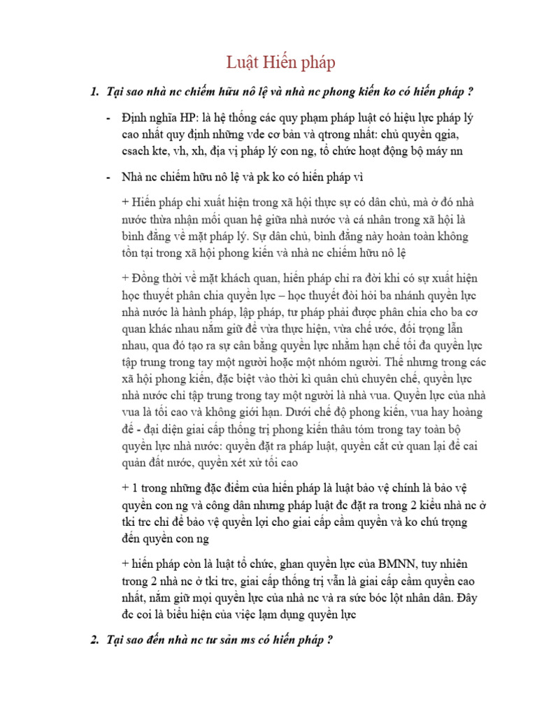 btvn luật hiến pháp | PDF
