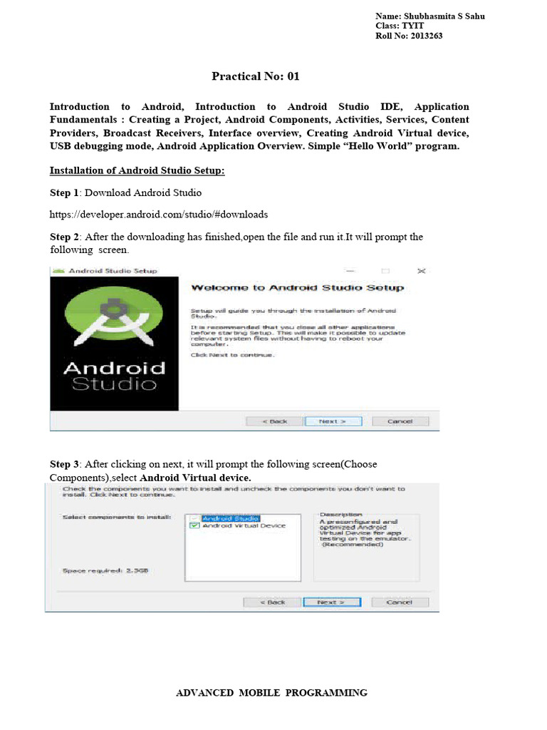 Practical No 1 Amp | PDF | Mobile App | Android (Operating System) Practical No 1 Amp | PDF | Mobile App | Android (Operating System)