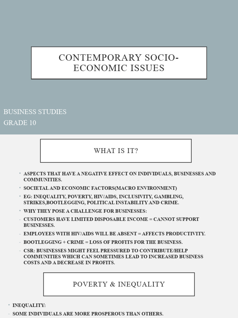 Contemporary Socio-Economic Issues | PDF | Poverty & Homelessness | Poverty