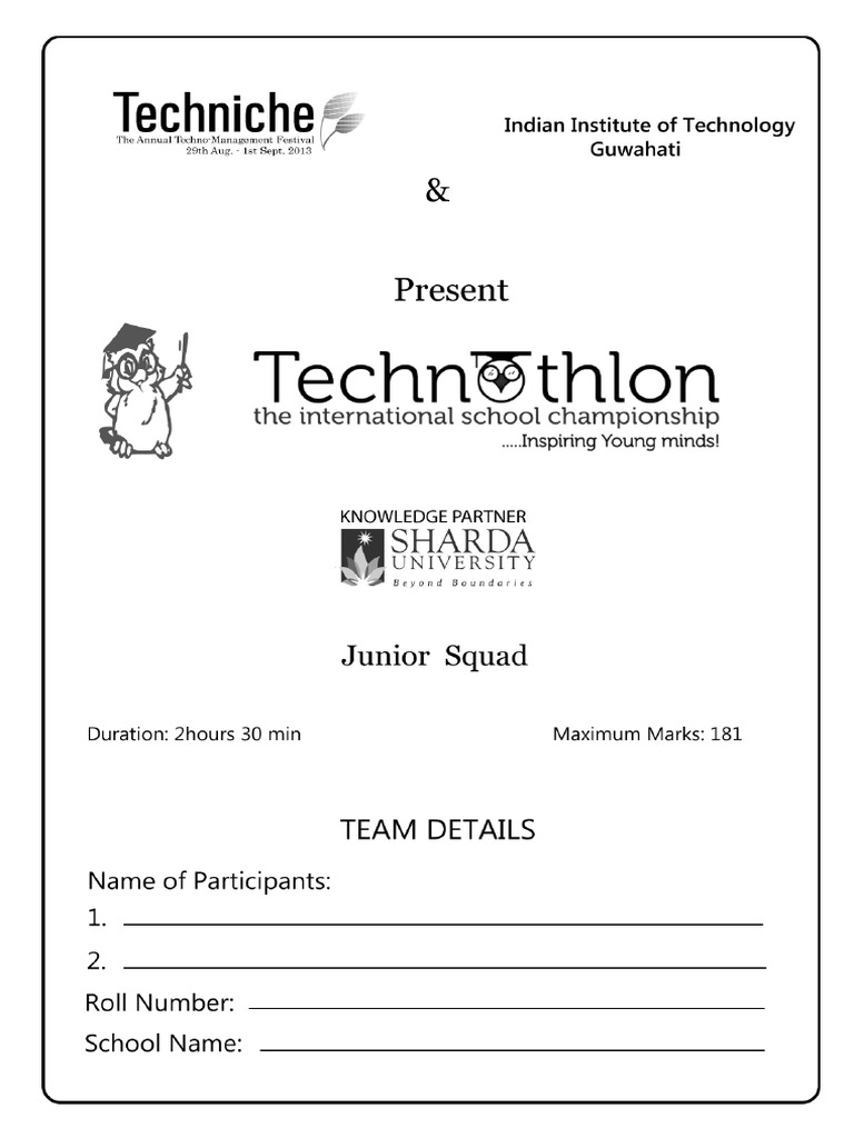 Technothlon 2013 Juniors | PDF | Mind